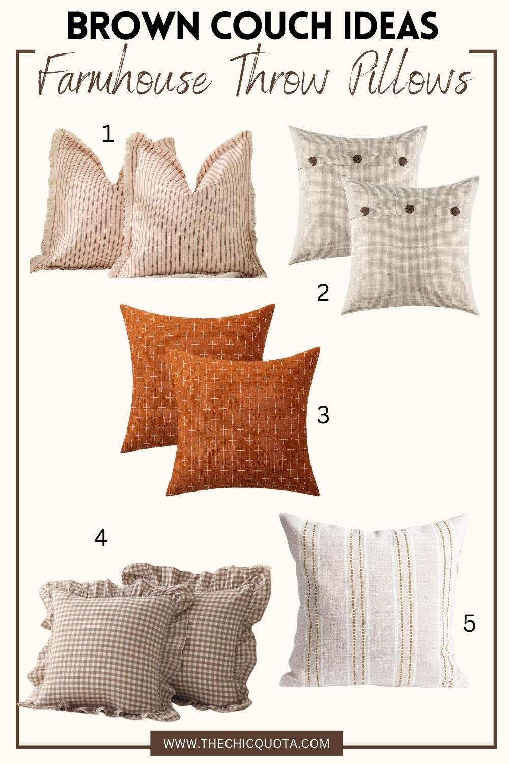 30 Beautiful Throw Pillow Ideas For Dark Brown Couch - THE CHIC QUOTA